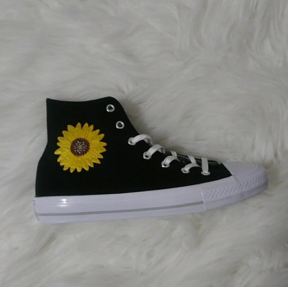 Converse | Shoes | Custom Converse Chuck Taylor Sunflower High Top ...
